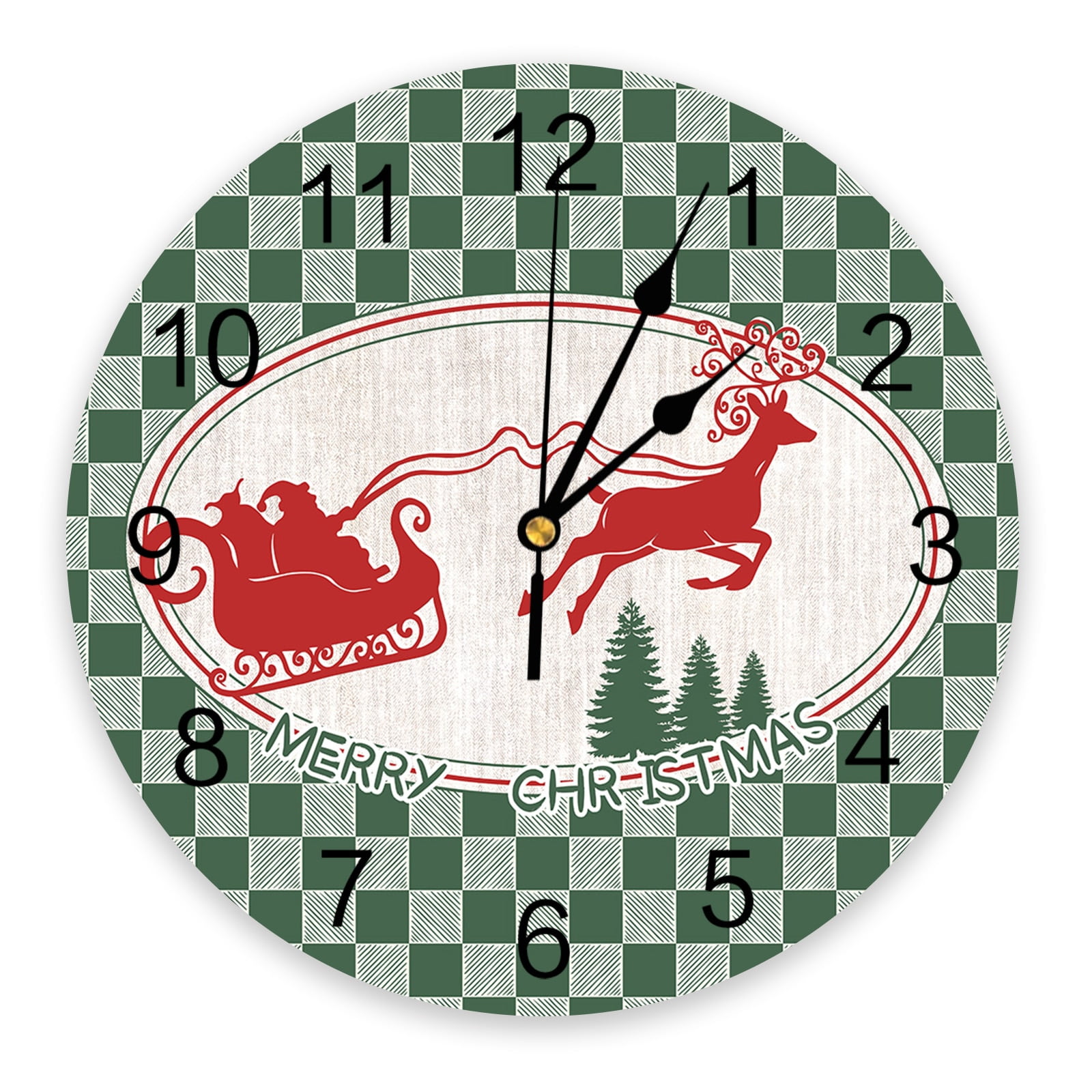 Winter Christmas Vintage Green Poinsettia Round Wall Clocks Desktop ...