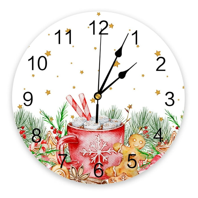 Winter Christmas Vintage Green Poinsettia Round Wall Clocks Desktop ...