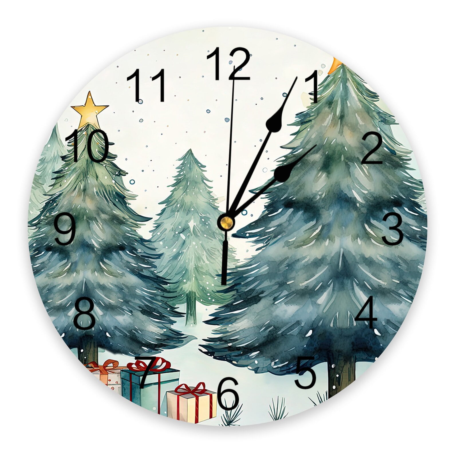 Winter Christmas Vintage Green Poinsettia Round Wall Clocks Desktop ...