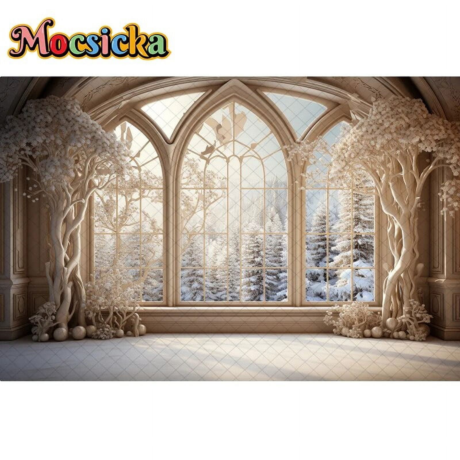 Winter Christmas Windows Photography Background Forest Snow Xmas Kids ...
