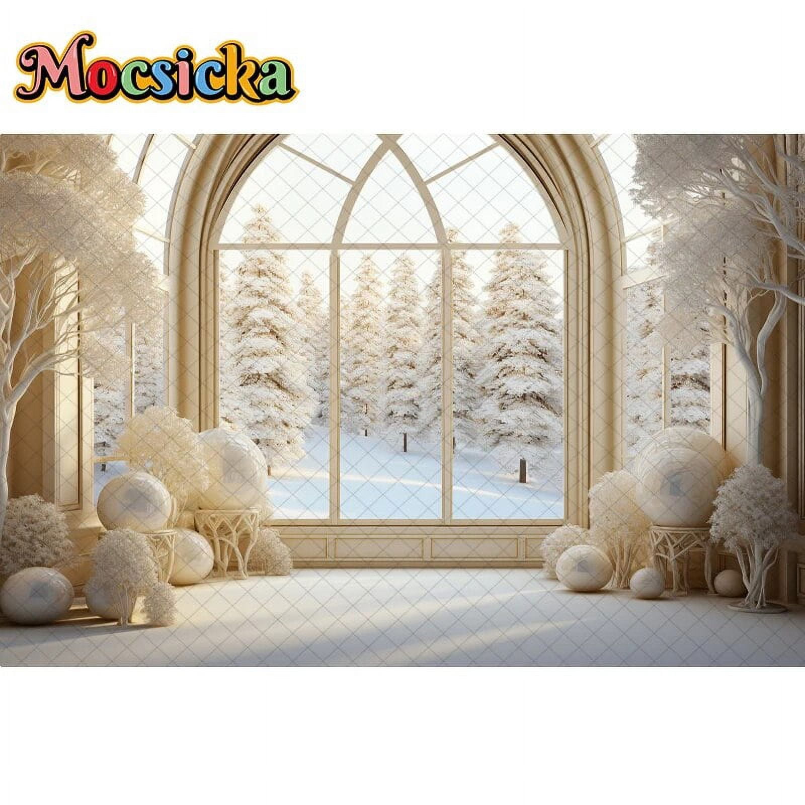 Winter Christmas Windows Photography Background Forest Snow Xmas Kids ...