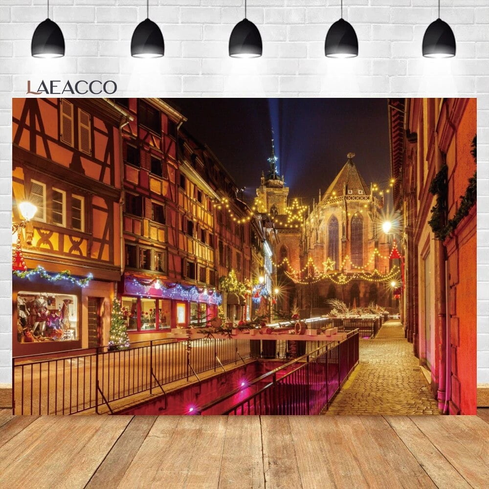 Winter City Street Lights Scenery Christmas Birthday Portrait Photo ...