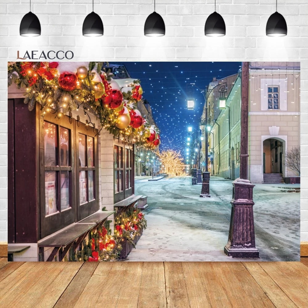 Winter City Street Lights Scenery Christmas Birthday Portrait Photo ...