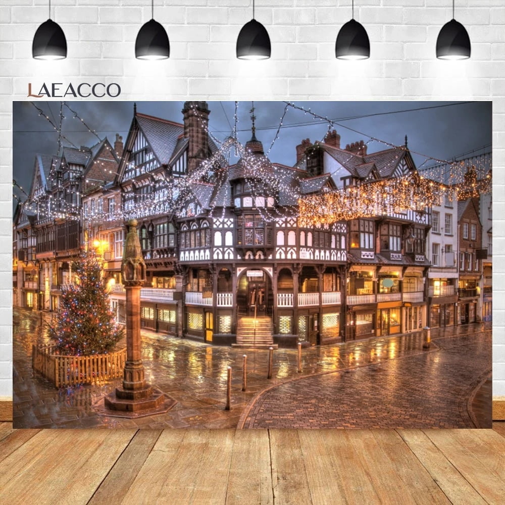 Winter City Street Lights Scenery Christmas Birthday Portrait Photo ...