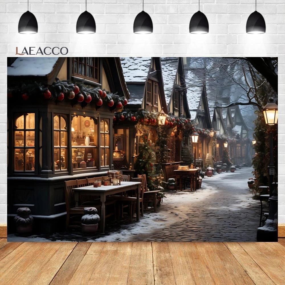 Winter City Street Lights Scenery Christmas Birthday Portrait Photo ...