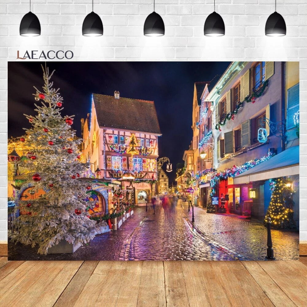 Winter City Street Lights Scenery Christmas Birthday Portrait Photo ...