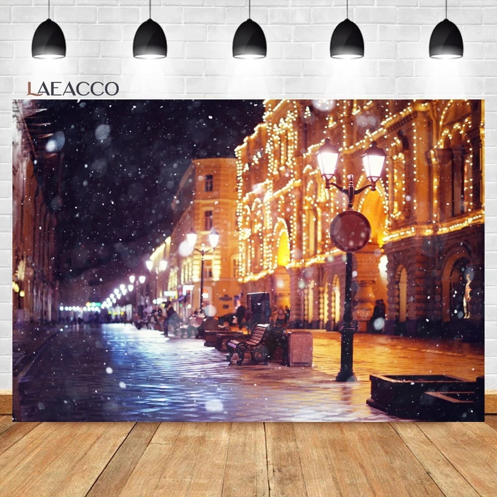 Winter City Street Lights Scenery Christmas Birthday Portrait Photo ...