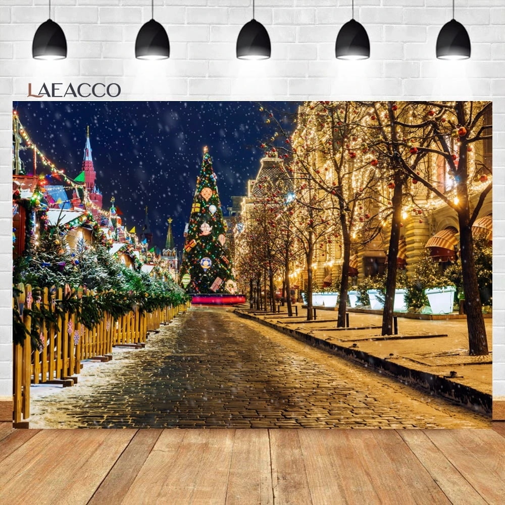 Winter City Street Lights Scenery Christmas Birthday Portrait Photo ...