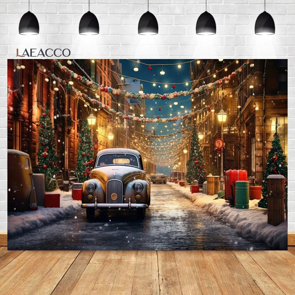Winter City Street Lights Scenery Christmas Birthday Portrait Photo ...