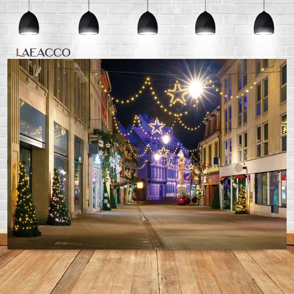 Winter City Street Lights Scenery Christmas Birthday Portrait Photo ...