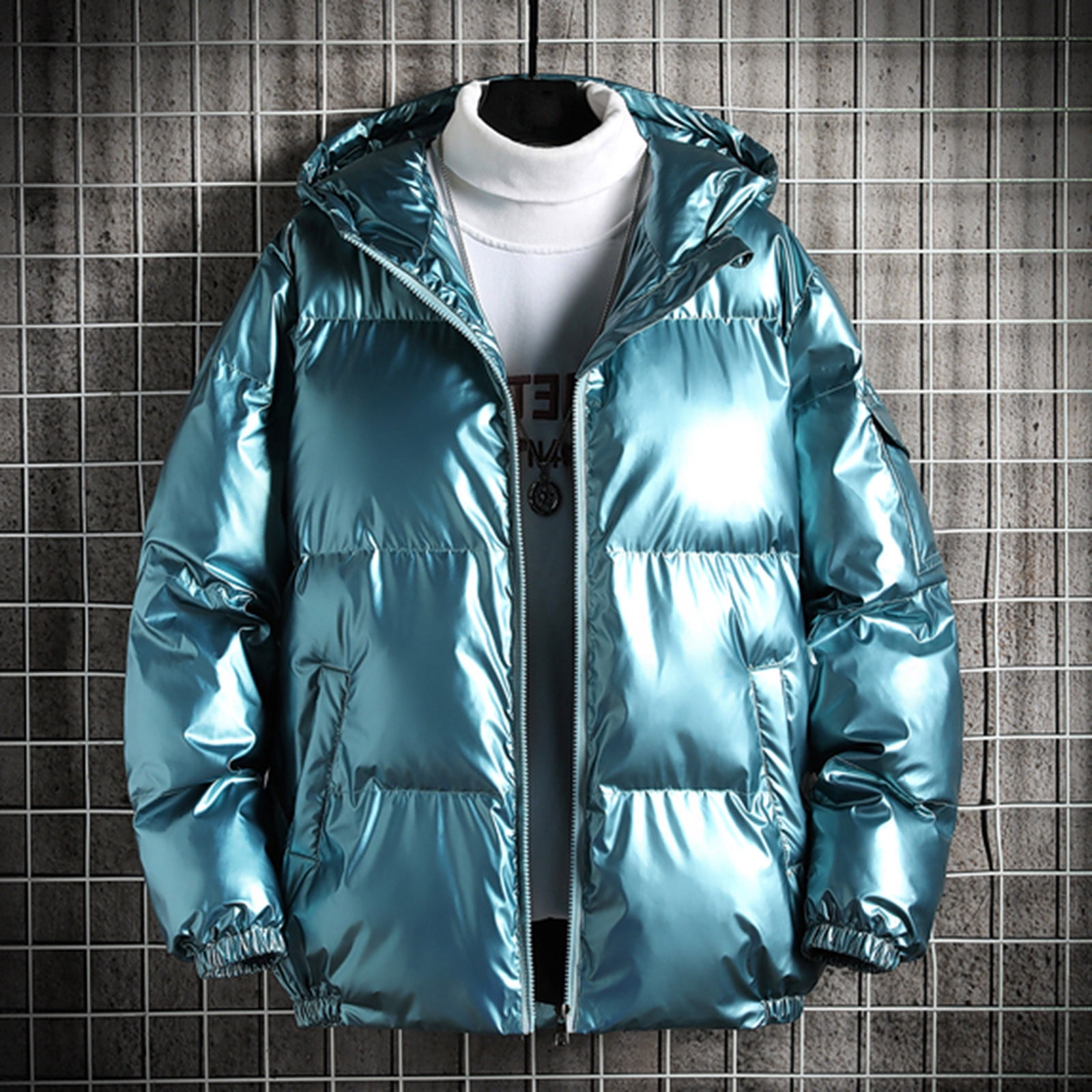 Winter Clearance!Brilliant Puffer Jacket Men with Hood Shiny Hooded ...