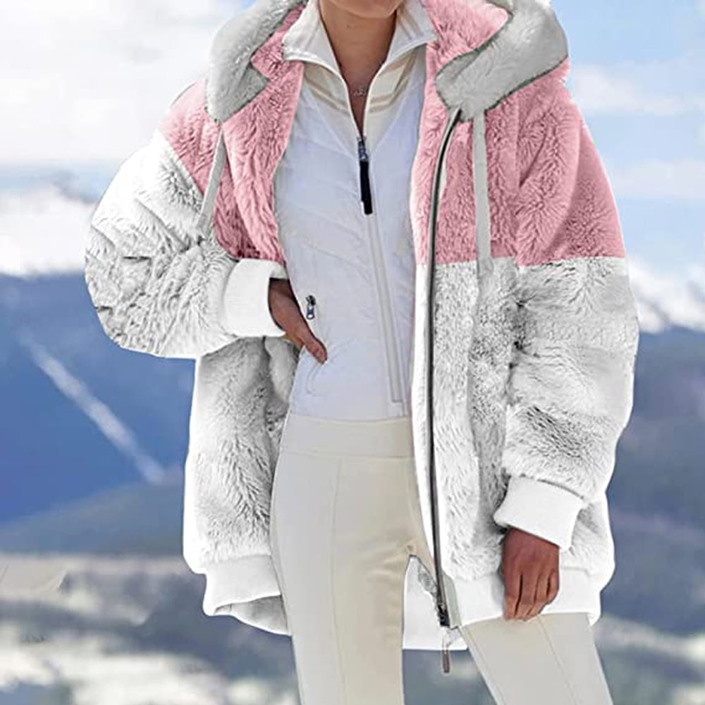 Winter Clearance Deals Feltree Womens Fluffy Fleece Coat Sherpa Faux ...