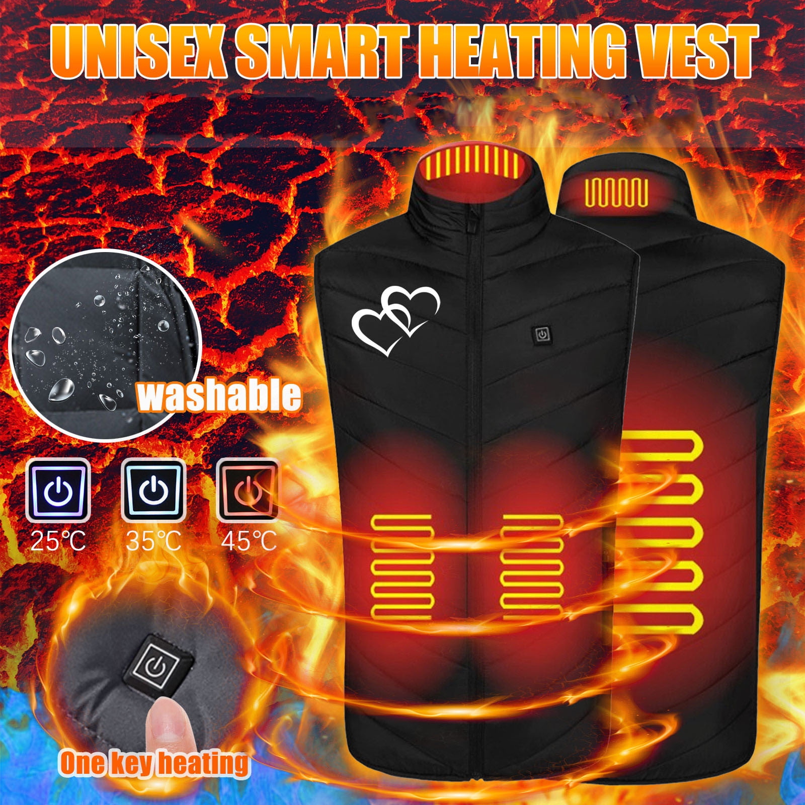 pstuiky Heated Vest, Unisex General Winter Vest Four Zone USB ...