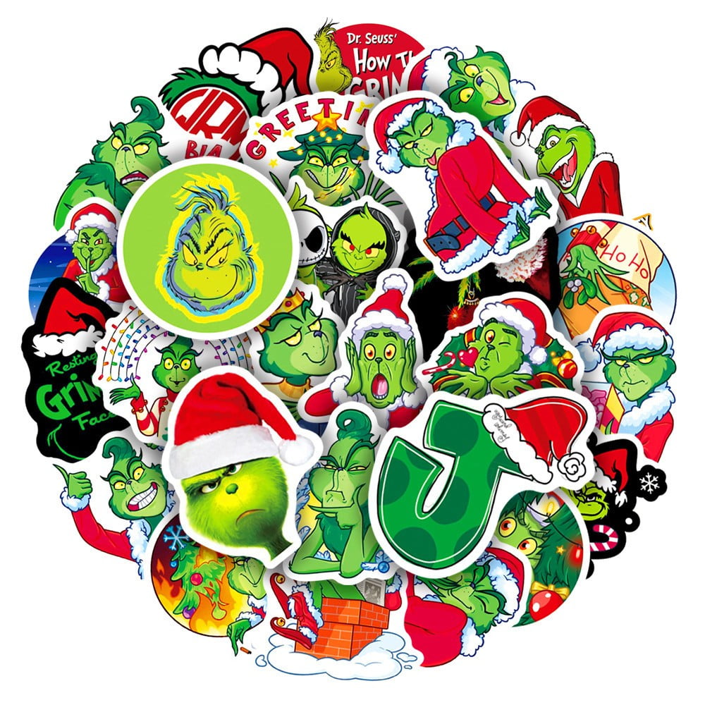 Winter Clearance The grinch Christmas Decorations 50PC Stickers Female ...