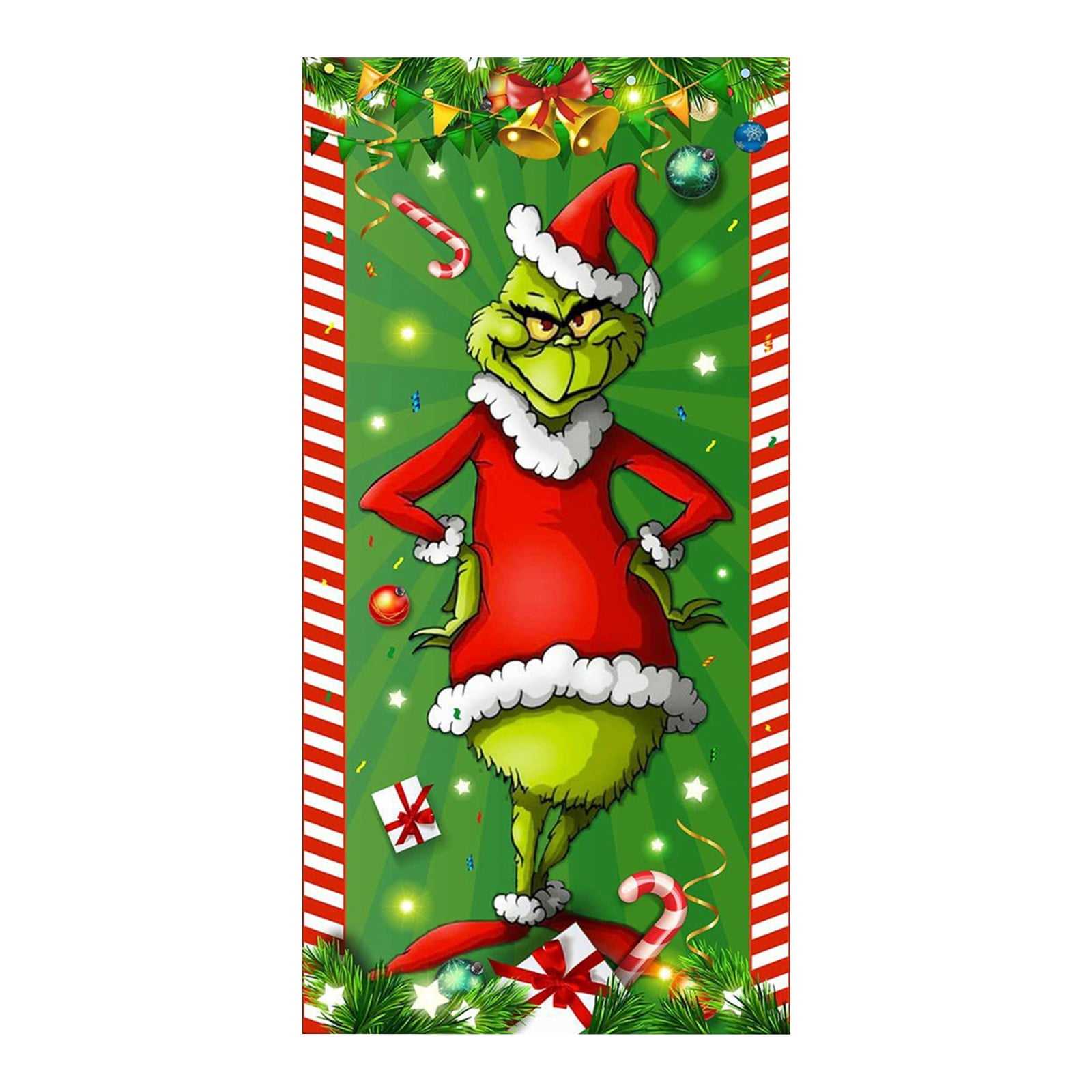 Winter Clearance The grinch Christmas Decorations Christmas Door Width Polyester Cloth Christmas ...