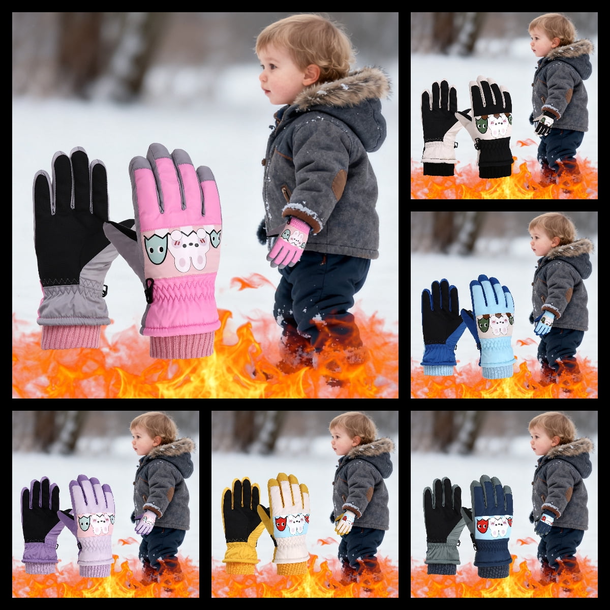 WinterYZEGDCH Toddler Waterproof Bunny Fleece Lined Snow Mittens for ...