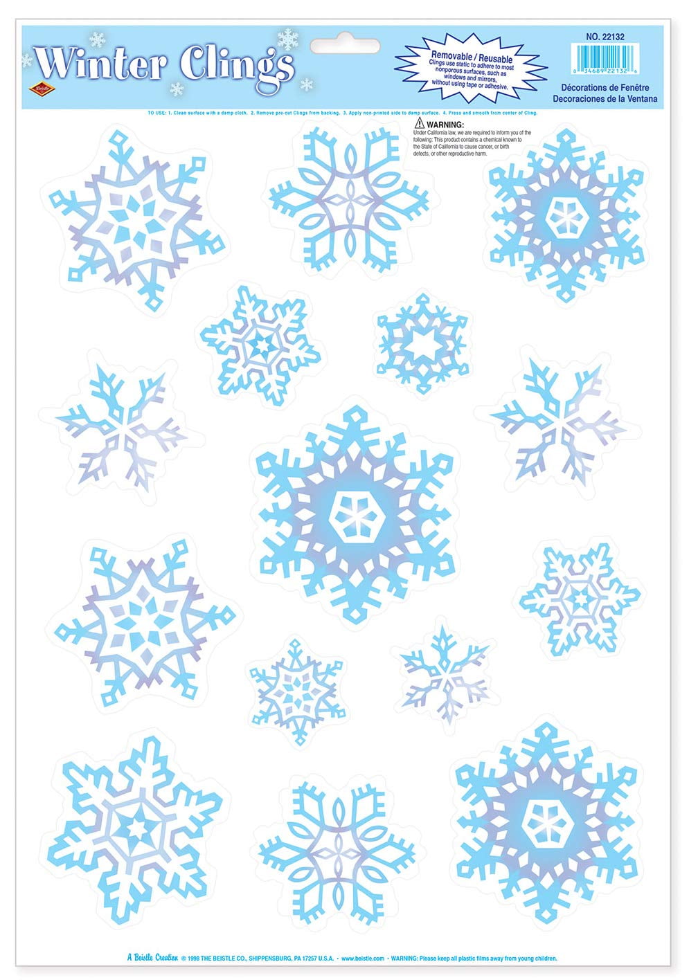 Winter Clings Crystal Snowflake Christmas Decorations - Walmart.com