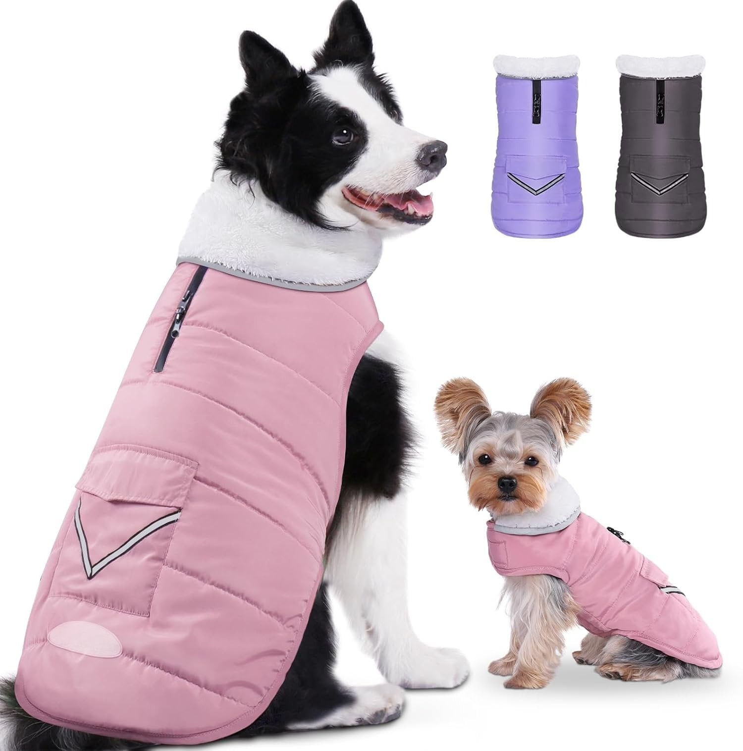 Winter Coat for 2X- Large Dogs, Easy XXL Jacket Velcro Pet Puffer ...