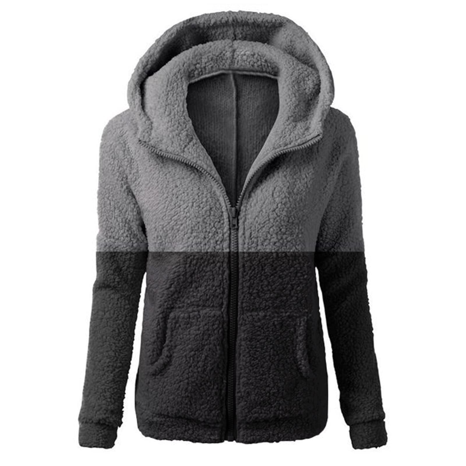 Winter Coat for Women Fleece Sherpa Hoodie Zip Up Faux Fur Jacket Teddy ...