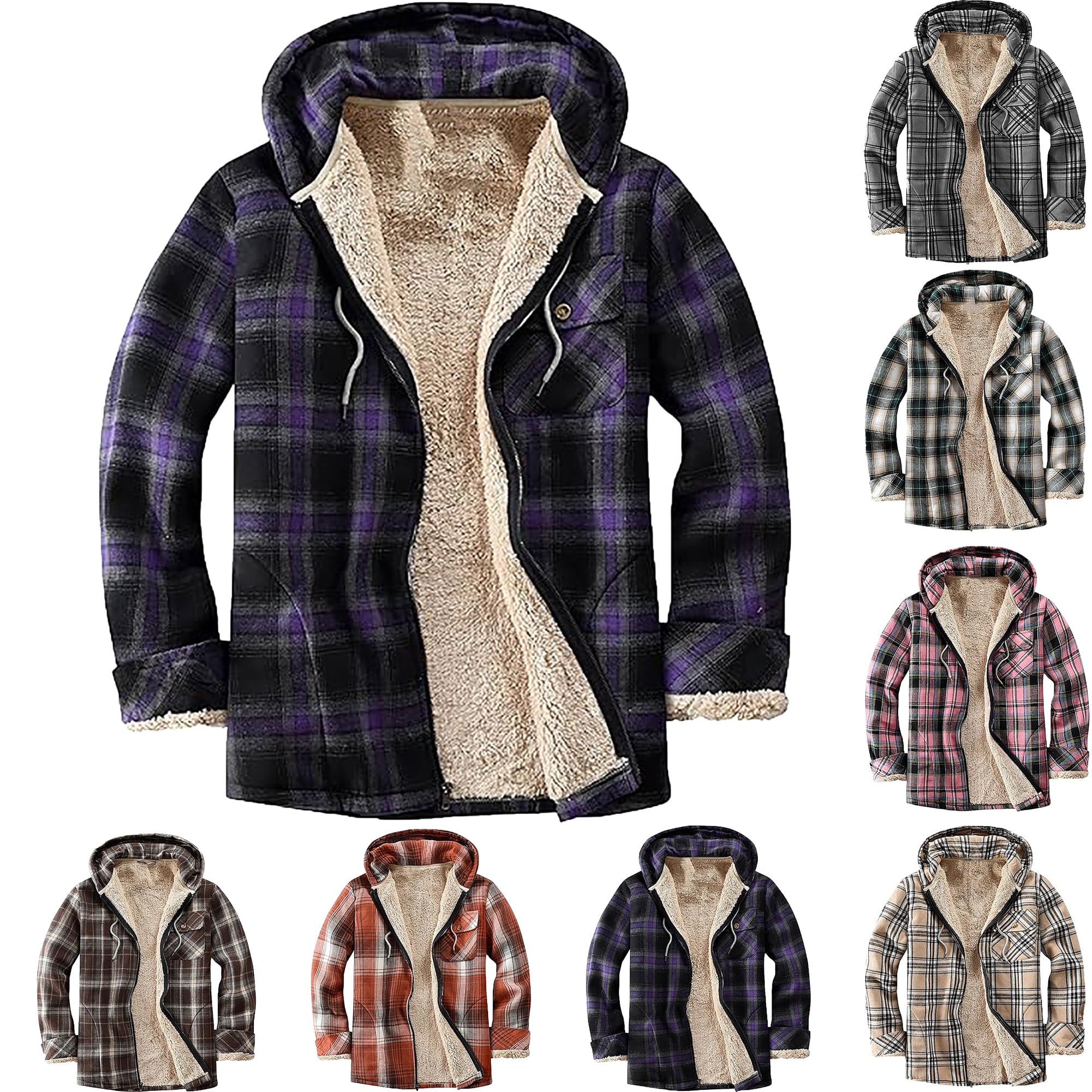 Winter Coats for Women Bmawag Womens Plaid Long Wool Blend Coat Shacket ...