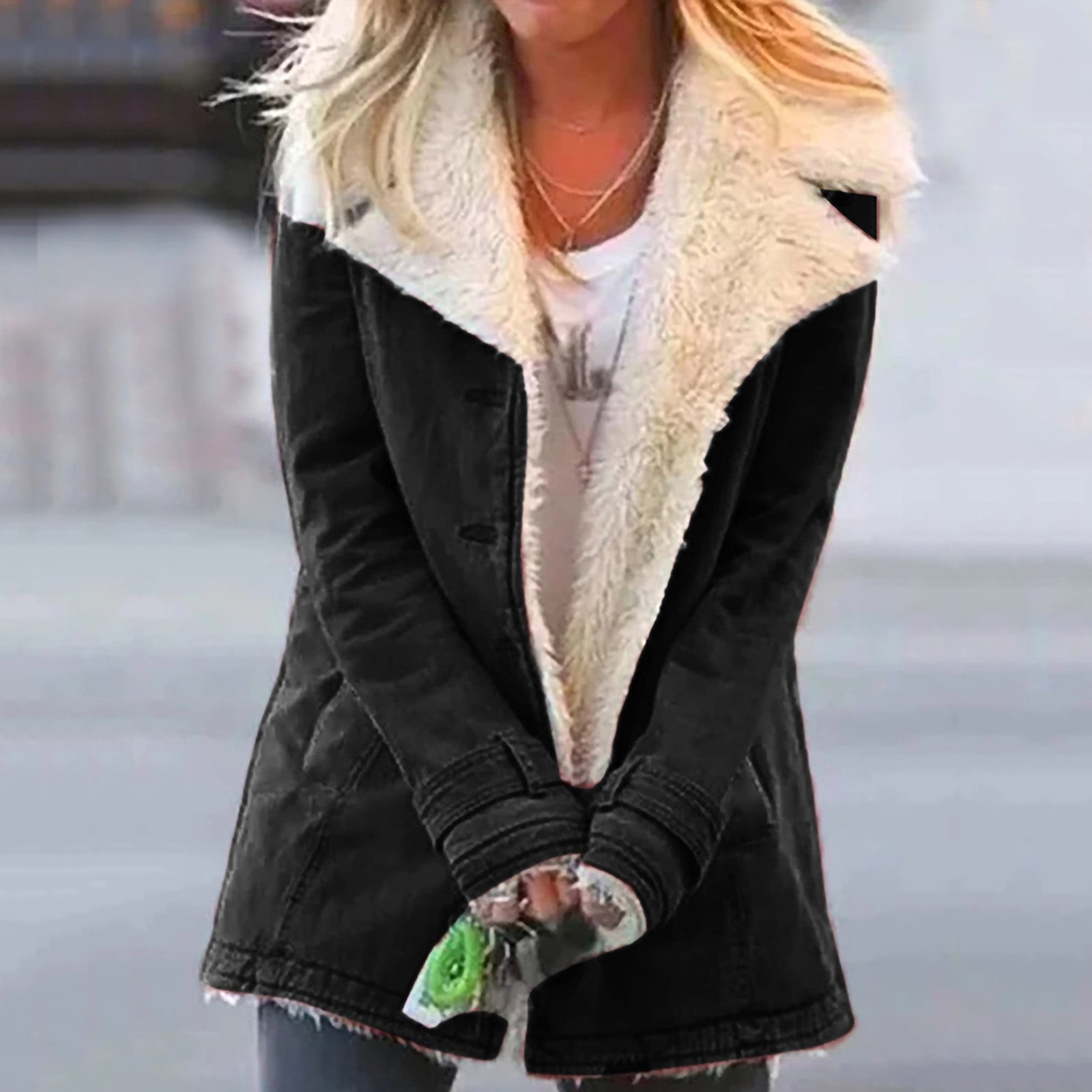 Winter Coats for Women Deals! KBODIU Women Plus Size Sherpa Jacket ...