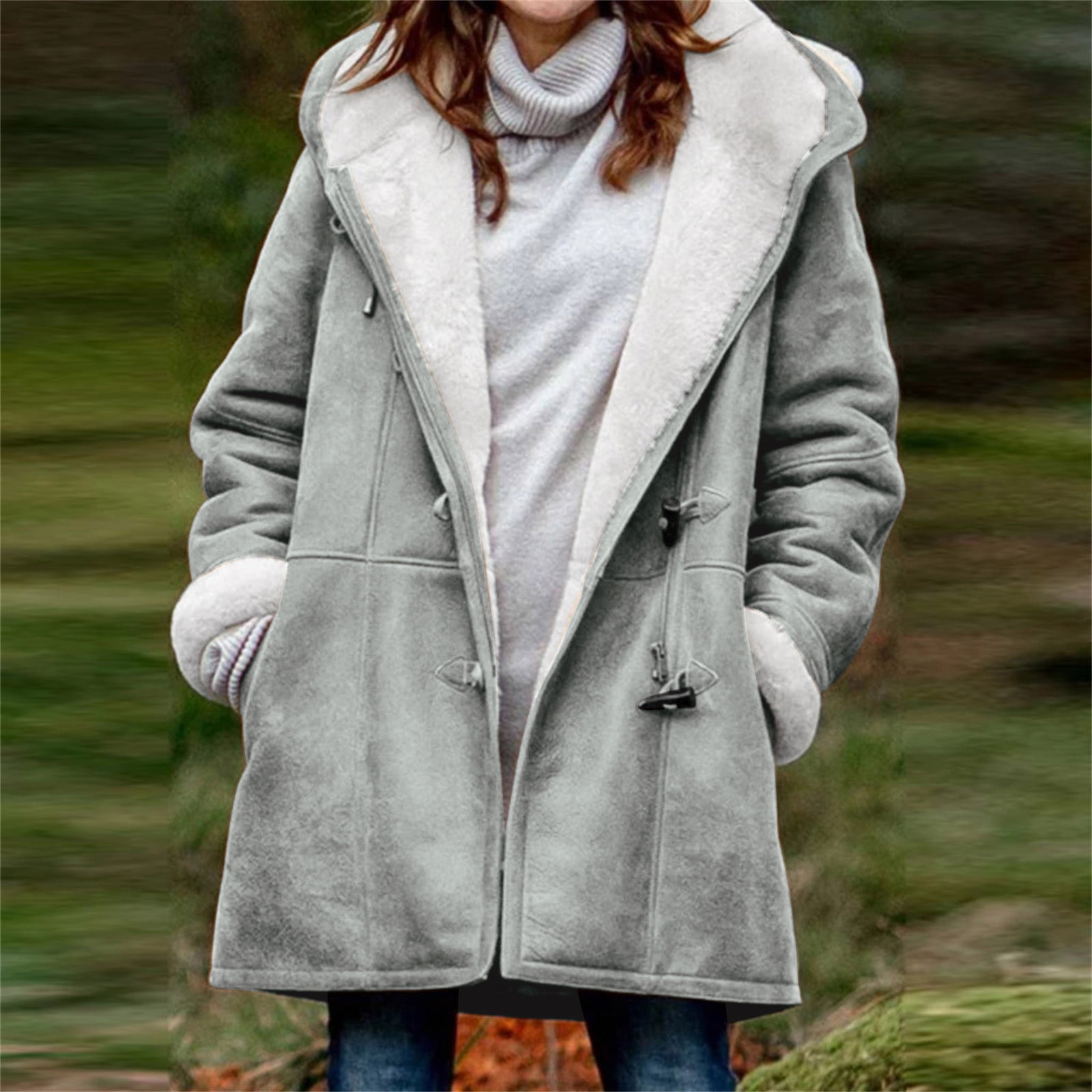 Winter Coats for Women, Fleece Lined Jackets with Hood, Horn Button ...