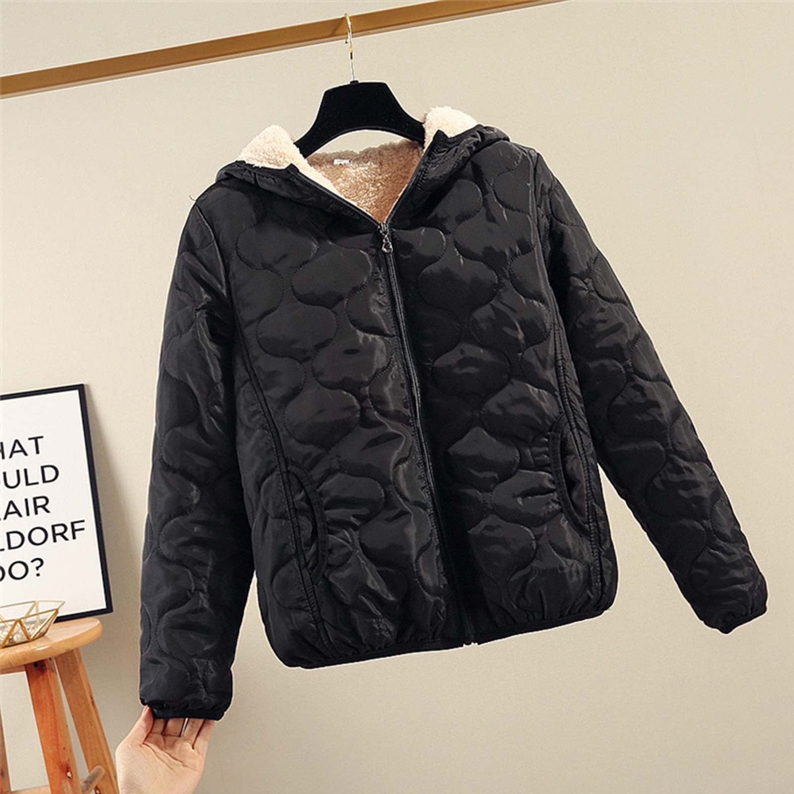 Winter Coats for Women Lenago Loose Casual Thickened Warm Short Cotton ...