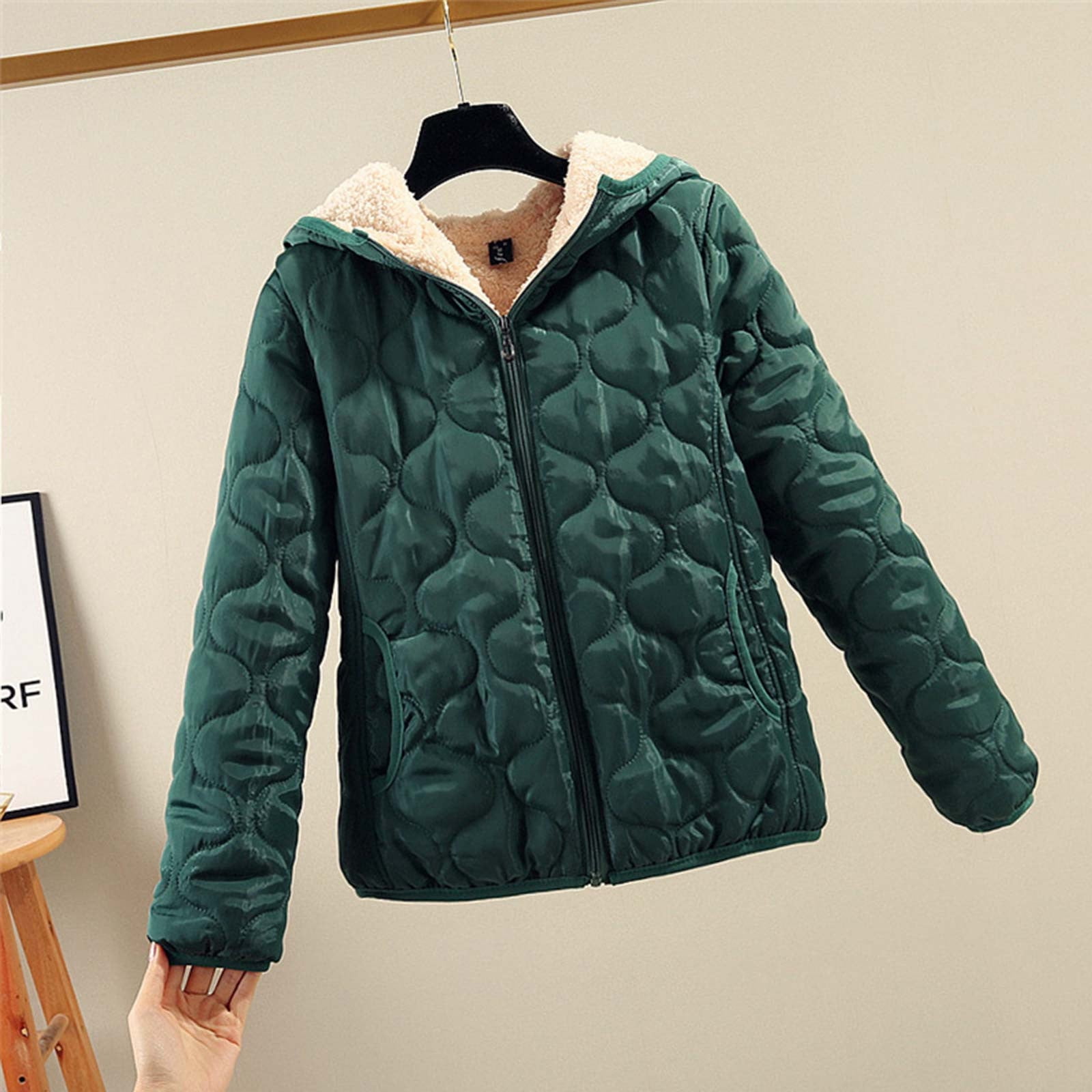 Winter Coats for Women Lenago Loose Casual Thickened Warm Short Cotton ...