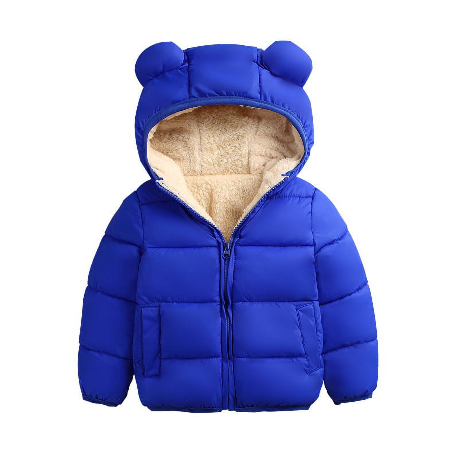Winter Coats for Kids with Hoods Light Puffer Jacket 3D Ears Hooded Long Sleeve Zipper Solid ...