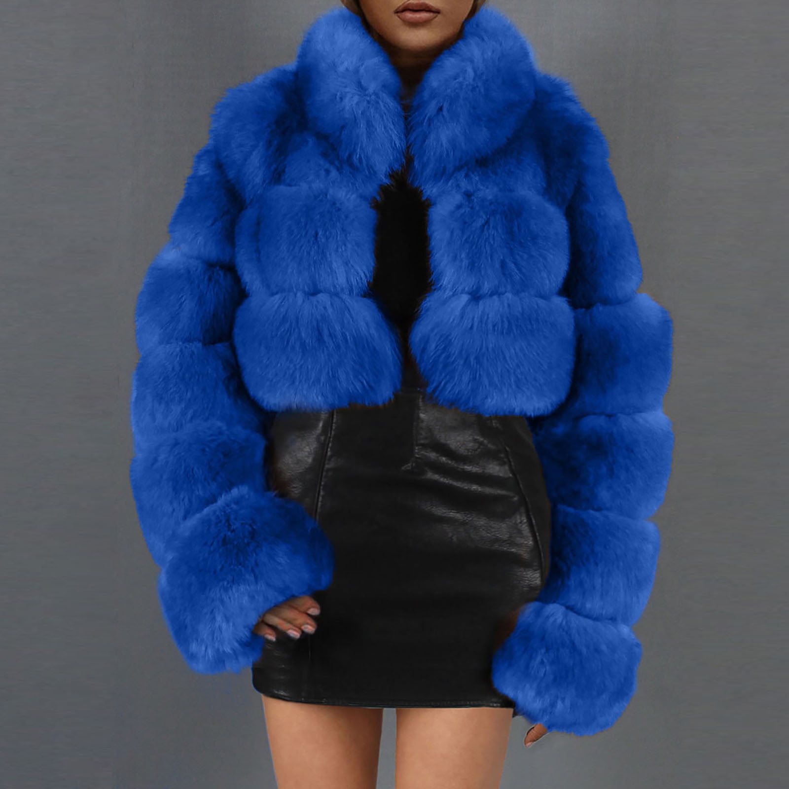 Winter Coats for Women Warm Fluffy Faux Fur Jackets Cropped Jacket ...