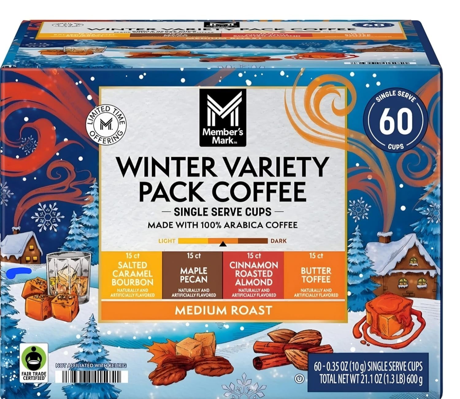 Winter Coffee Single Serve Variety Pack, 60 Count - Salted Caramel ...