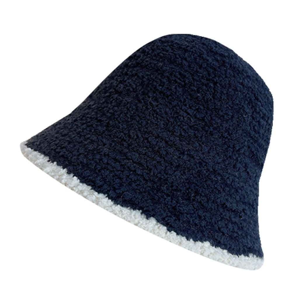 Winter Contrast Lace Elastic Soft Handmade Knitted Hat Bucket Cap Thick ...