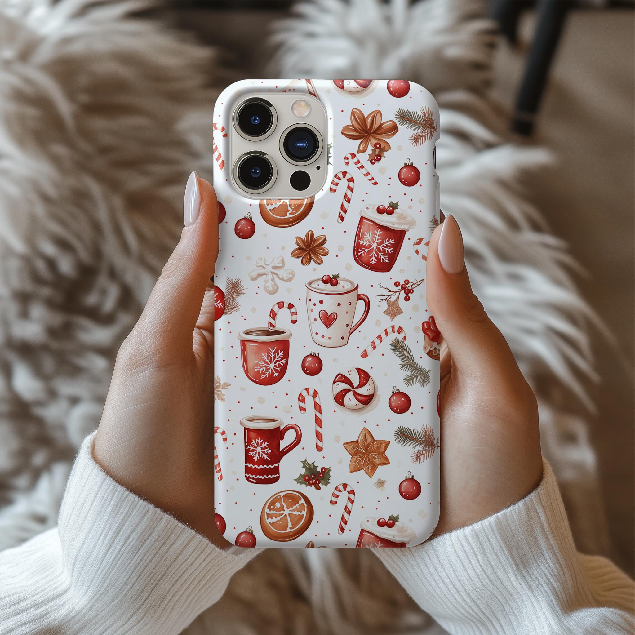 Winter Cookie Mug Candy Cane Cozy Collage Case with iPhone 17 through ...