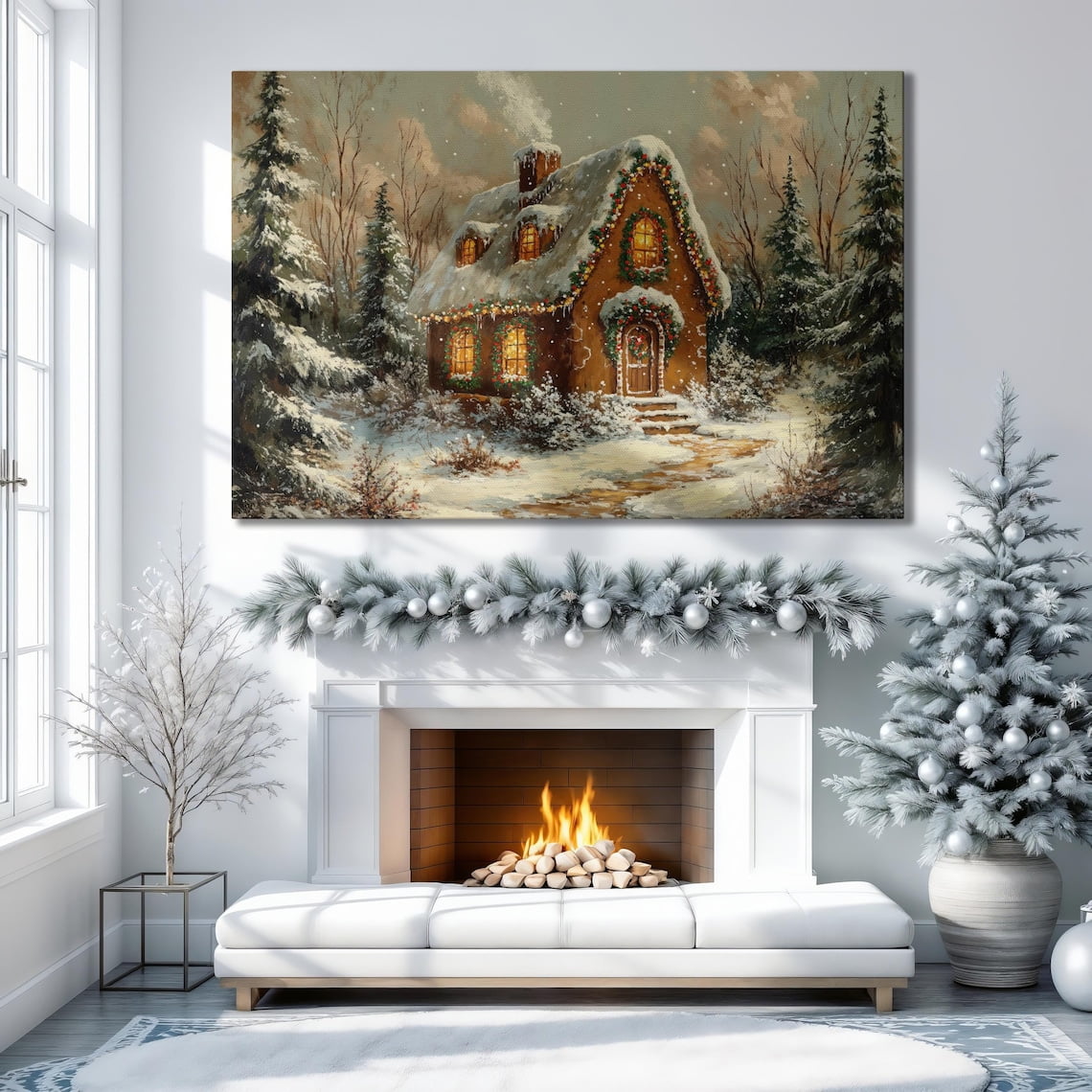 Winter Cozy House Wall Art Festive Snowy Forest Poster Winter ...