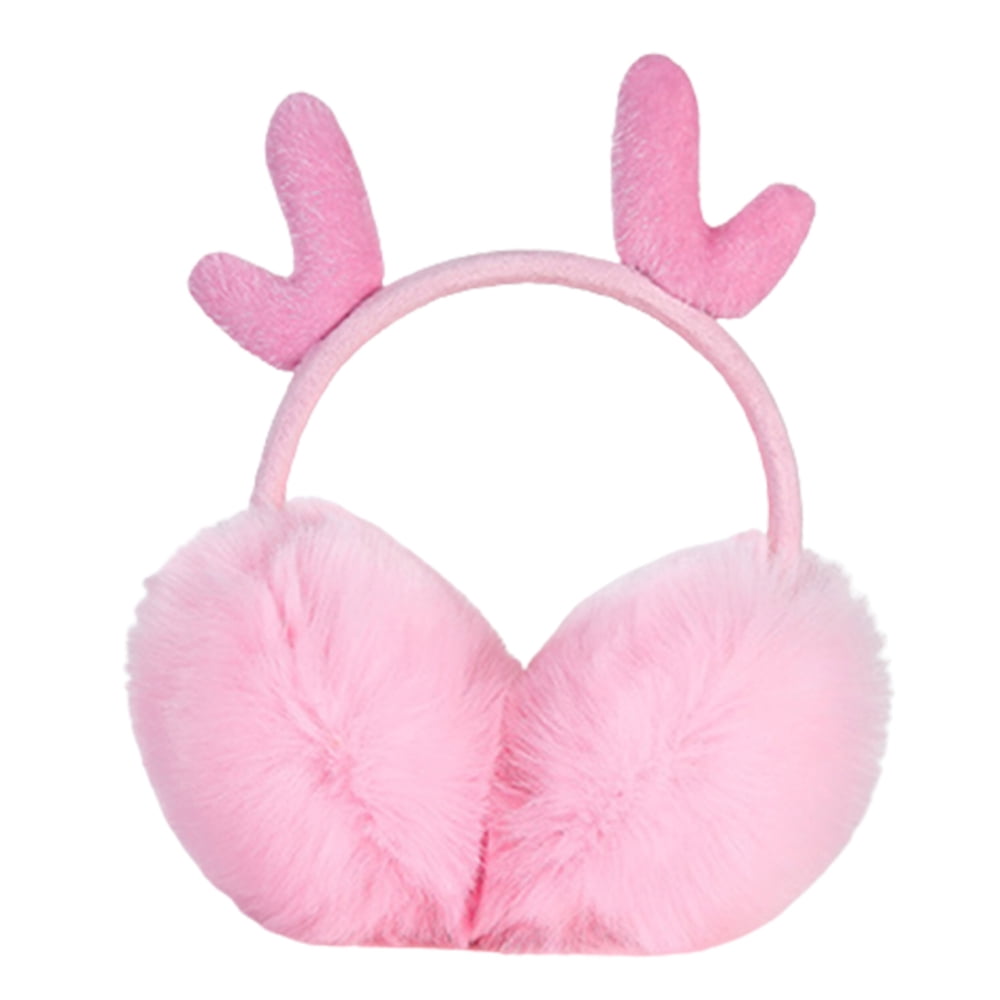 Winter Cute Antler Ear Muffs Soft Fluffy Plush Earflap Ear Warmers Xmas ...