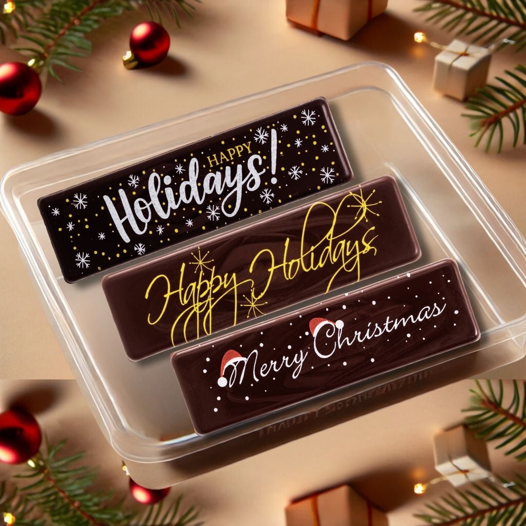 Winter Decor Chocolates - Merry Christmas, Happy Holidays - Dark ...
