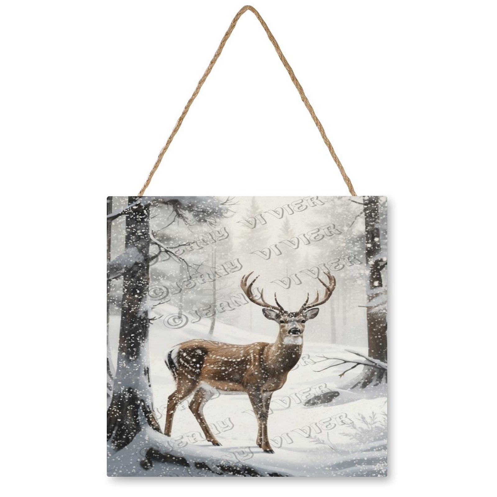 Winter Decor Deer Decorative Wood Hanging Wood Plaque, Rustic Door Sign ...