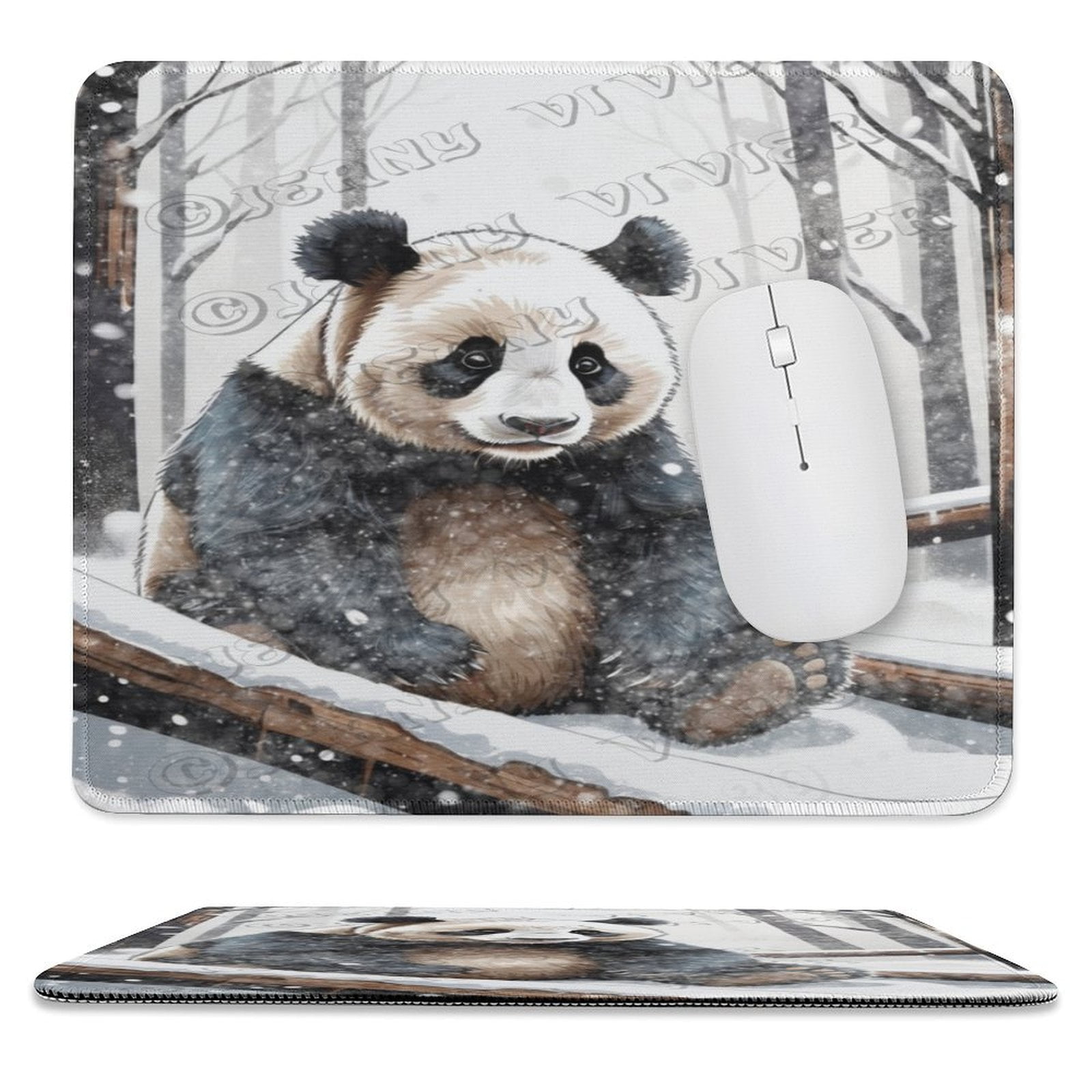 Winter Decor Panda Printed Mouse Pad, 10"x12", Gaming Mouse Mat/Pad ...
