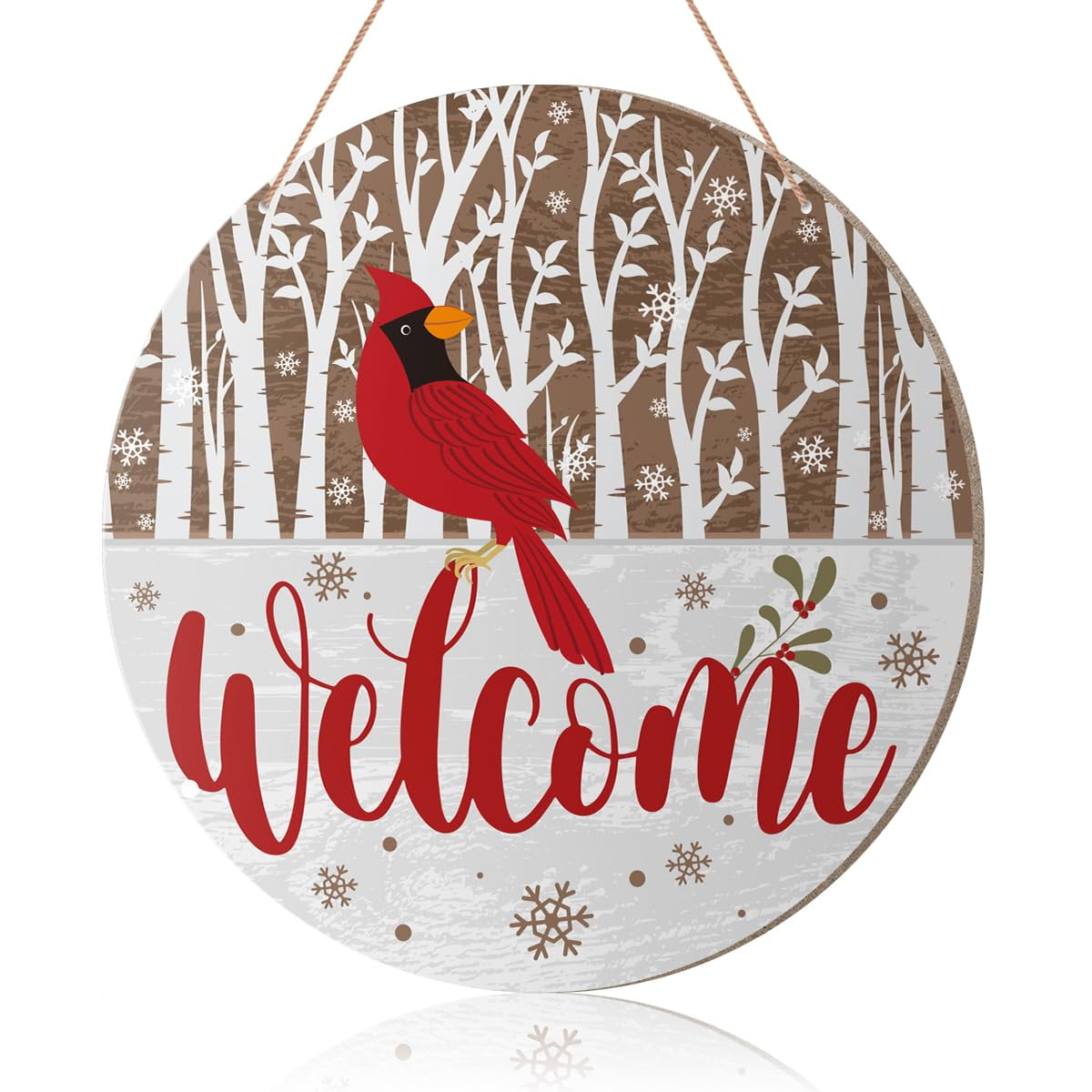 Winter Decor Sign, Farmhouse Cardinal Bird Winter Welcome Wooden Sign ...