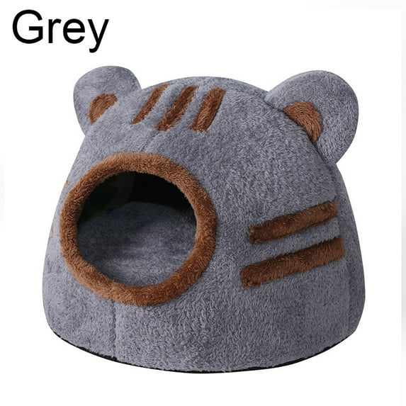 Winter Deep Sleep Comfort Cat Bed Cute Bear Head Shape Nest Pets Tent ...