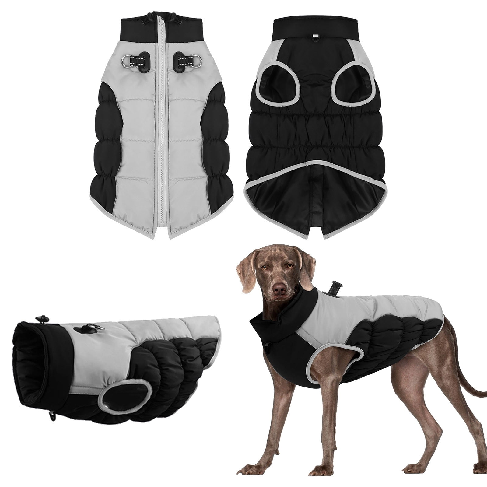 Winter Dog Coat Jacket with Built-In Harness Windproof Cold Weather ...