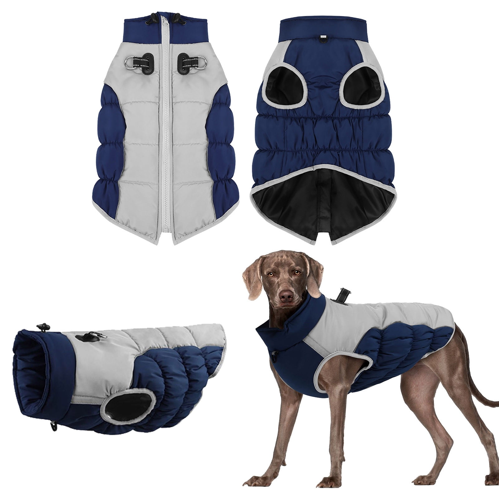 Winter Dog Coat Jacket with Built-In Harness Windproof Cold Weather ...