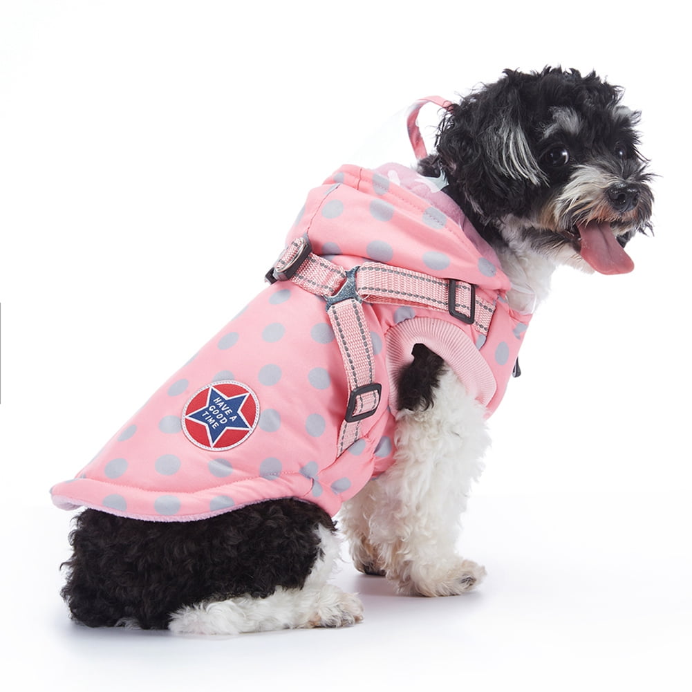 Winter Dog Coat, Waterproof Dog Hooded Coat with Harness, Warm Dog ...