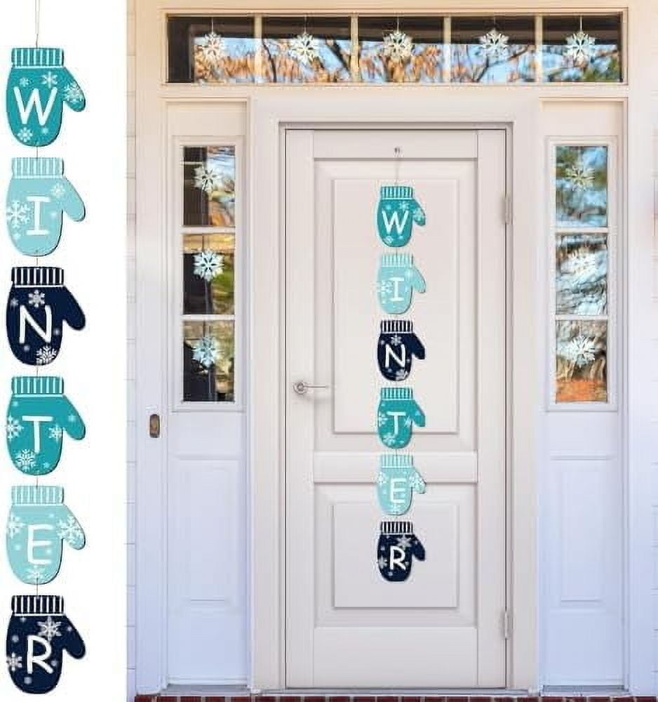 Winter Door Porch Signs Wooden Gloves Door Hanger Welcome Door Decor ...