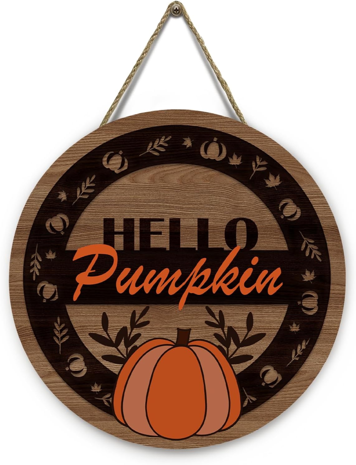 Winter Door Sign Hello Welcome Front Door Farmhouse Sign Round Wooden ...