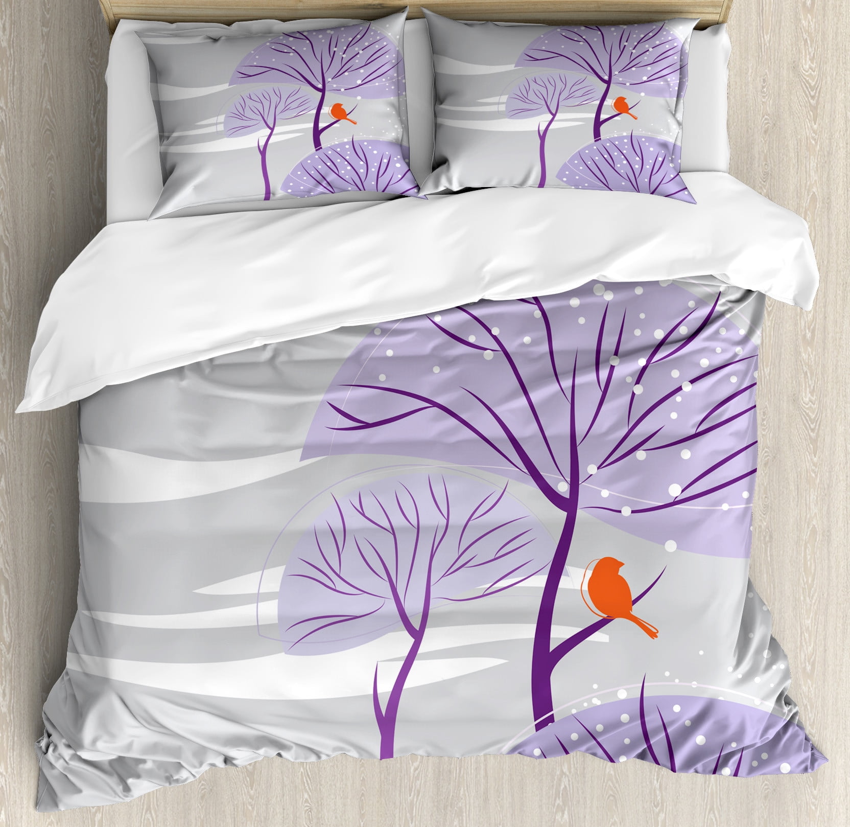 Winter Duvet Cover Set, Cold Season Concept Print of Art Snowy Weather Windy Lines Waving ...