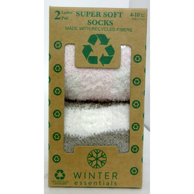 Winter Essentials - Black & White Super Soft Socks 2 Pairs - Size 4-10 - Walmart.com