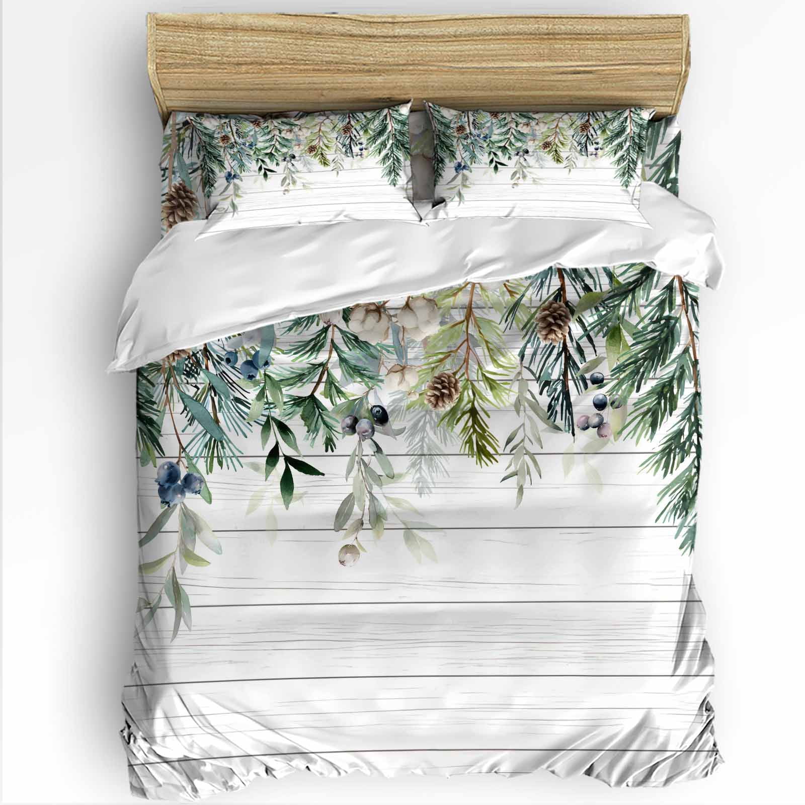 Winter Evergreen Bough King Size Comforter Set, Christmas Pine Cone ...