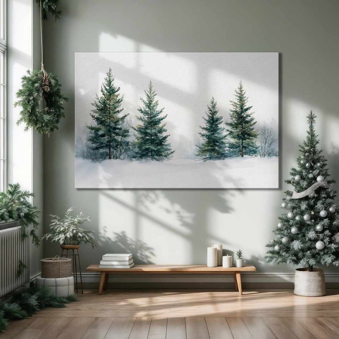 Winter Evergreen Trees Wall Art Snowyest Poster Winter Tree Poster ...