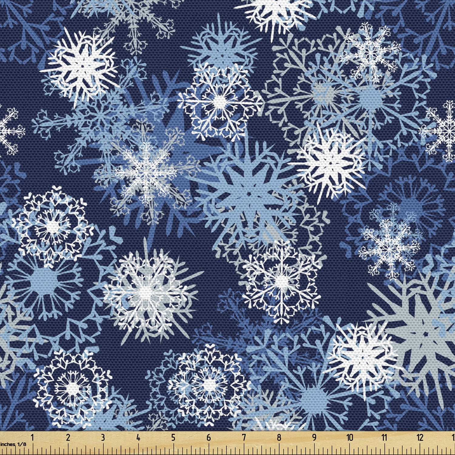 Ambesonne Winter Fabric by the Yard Upholstery, Ornate Snowflakes Xmas ...